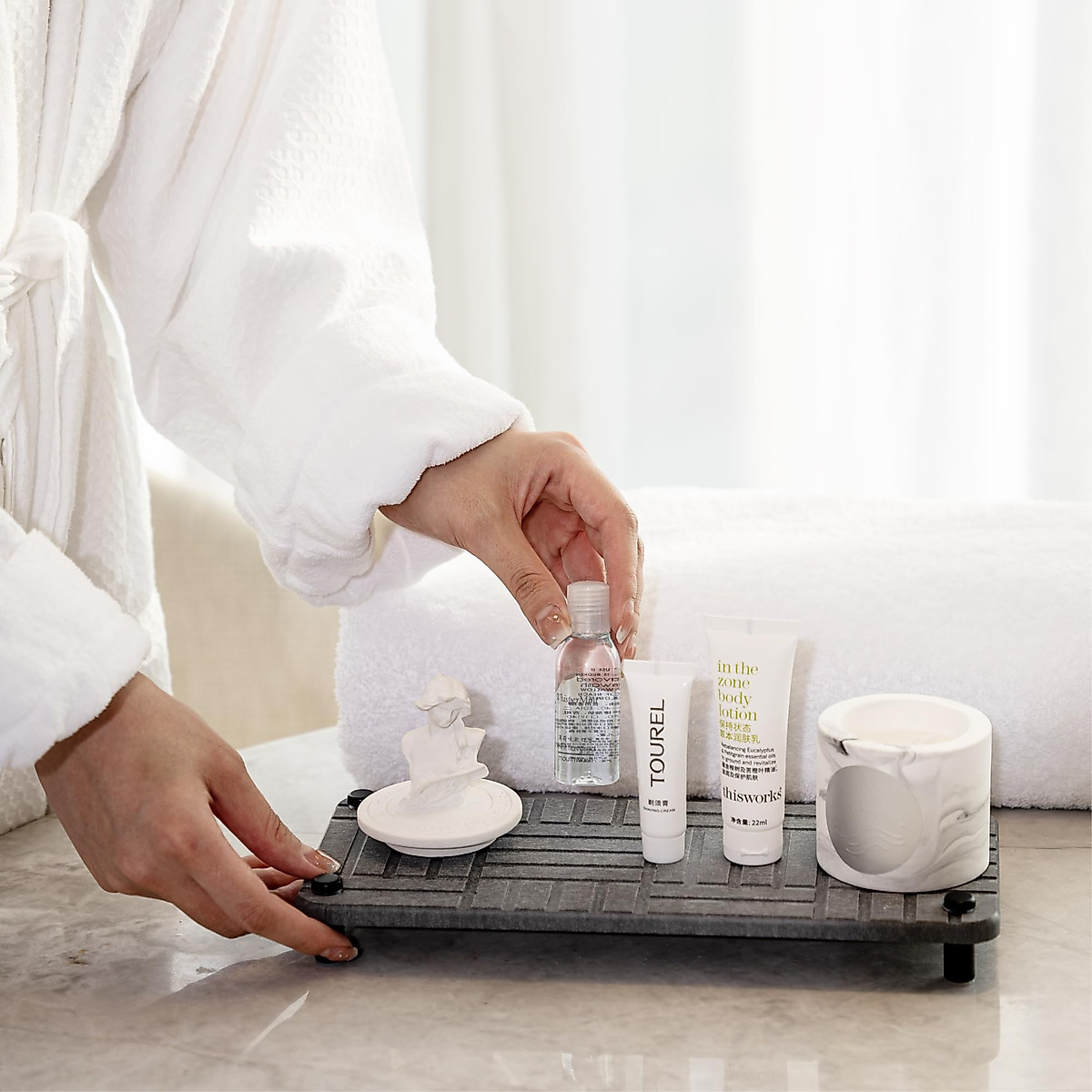 Fast Drying Stone Sink Caddy, Instant Dry Organizer Rack, Diatomaceous Earth Soap Stand Tray for Kitchen Sink, Water Absorbing Stone, Sponge Holder Dispenser for Bathroom Counter, Dark Gray