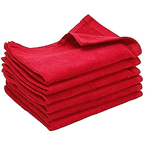 GEORGIABAGS Set of 3 Terry Velour Fingertip Hand Towels, 100% Cotton, 11"x18", Hemmed Ends, Sport Towel Terry, (Red)