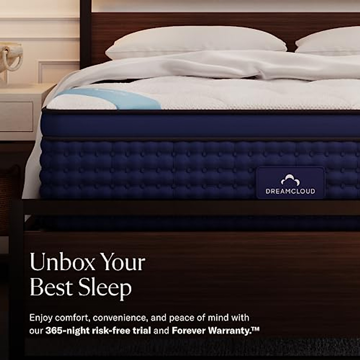 DreamCloud Premier 14" Queen Mattress - Luxury Hybrid Memory Foam - 365 Night Trial - 7 Premium Pressure-Relieving Layers - Forever Warranty - CertiPUR-US Certified