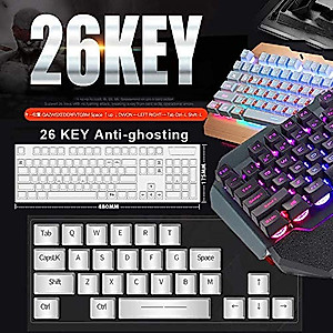 FELiCON Wired Game Keyboard and Mouse Combo, RGB LED Backlit Mechanical Feel Keyboard with Hand Rest Phone Holder,and 6 Button 3200 DPI Mice and Large RGB Mouse Pad for Computer Gamer Office