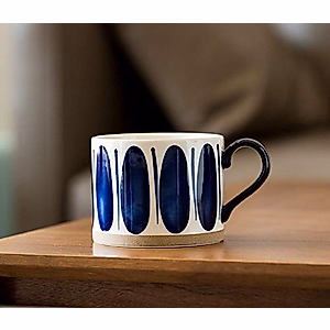 Koja Hand Painted 15 oz. Porcelain Ceramic Mugs Set. Service for 4.