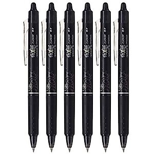 Pilot FriXion Ball Clicker Retractable Erasable Gel Pen, Fine Point, 0.7mm, Black Ink, 6 Count