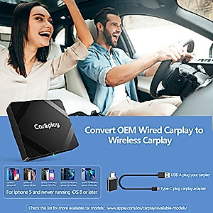 Okubukai Wireless CarPlay Adapter, 2023 Newest Apple CarPlay Wireless Dongle for Wired CarPlay Cars, 5-10 Seconds Auto Connect-iPhone 5.8GHz WiFi,Use Easily Multimedia Magic Box Carplay Streaming
