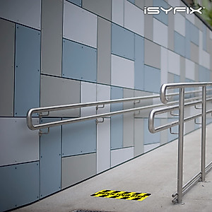 iSYFIX Watch Your Step Floor Decals Stickers - 6 Pack 20x5 Inch - Premium Self-Adhesive Vinyl, Laminated Anti-Slip, Water Resistance, sticker Indoor & Outdoor