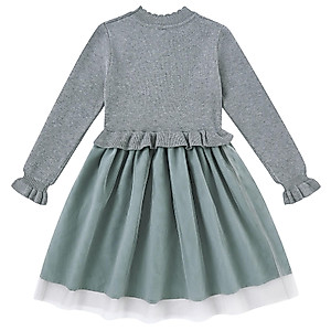 ALISISTER baby-girls Tutu Long Sleeve Fall Winter Sweater Dress, 06 Grey, 3-4T