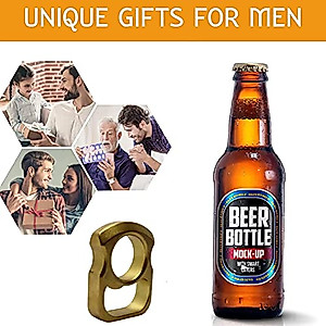 Brass Bottle Opener Solid and Durable - Personalized Pocket Keychain Easy to Carry, Opener for Vintage Beer Gifts for Men, Husband, Dad, Boyfriend（2.1x1.5x0.4inch）