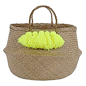 Meri Meri Neon Yellow Tassel Basket (Pack of 1)