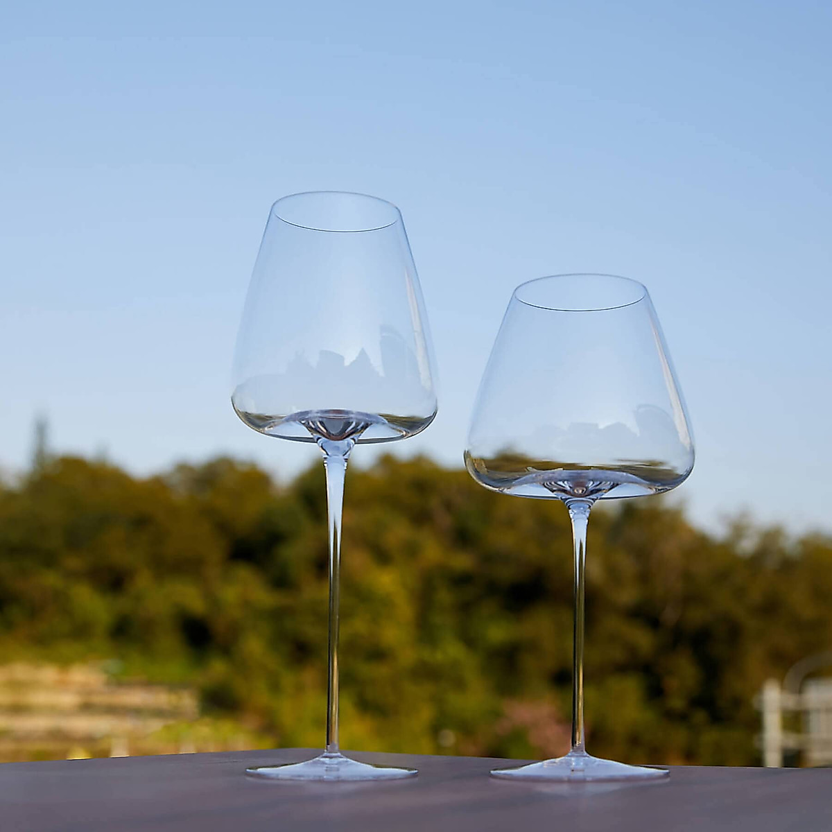 EUNA Red Wine Glasses - Extremely thin White Wine Glasses Burgundy Hand Blown Stemware Crystal Clear Long Stem Large Glassware as Gift (25 oz)