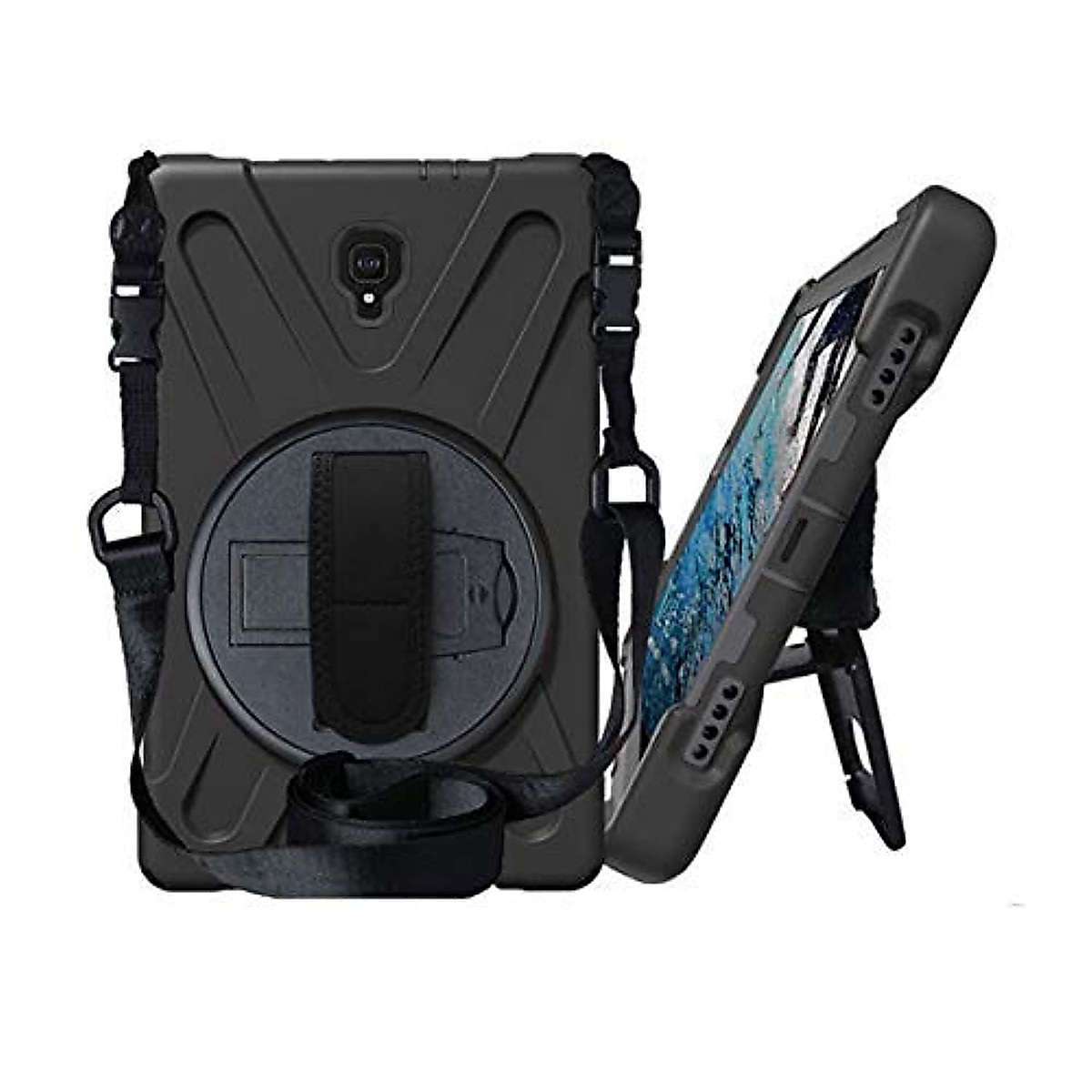 KIQ Case for Galaxy Tab A 10.5 Case T590 2018, Shockproof Heavy Duty Military Armor Hybrid Cover Kickstand for Samsung Galaxy Tab A 10.5 2018 SM-T590 (Shield Black)