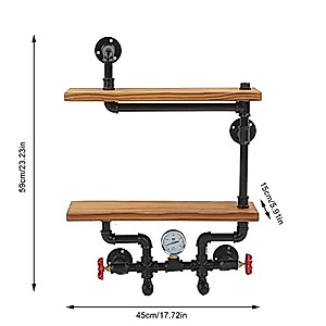 Omabeta Floating Shelves, Malleable Cast Iron 2 Tiers Pipe Shelves Industrial Style Good Bearing Capacity for Kitchen