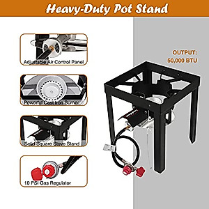 Creole Feast TFP1030 Turkey and Fish Fryer Pot Seafood Boiler Steamer Kit, 50000 BTU Propane Gas Burner, Silver