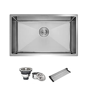 Gaomasck Nano Kitchen Sink,30 Inch Single Bowl Workstation Sink,Undermount Kitchen Sink,Stainless Steel Kitchen Sink with Strainer & Roll-Up Drying Rack,16 Gauge