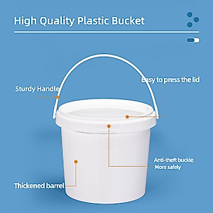 ASEVAT Clear Plastic Bucket with Lids and Handles, Reusable Food Storage Containers, Rum Buckets for Drinks for Snacks Deli Food Fruit, Cocktail, Leak Proof Bucket (White, 1 Quart)