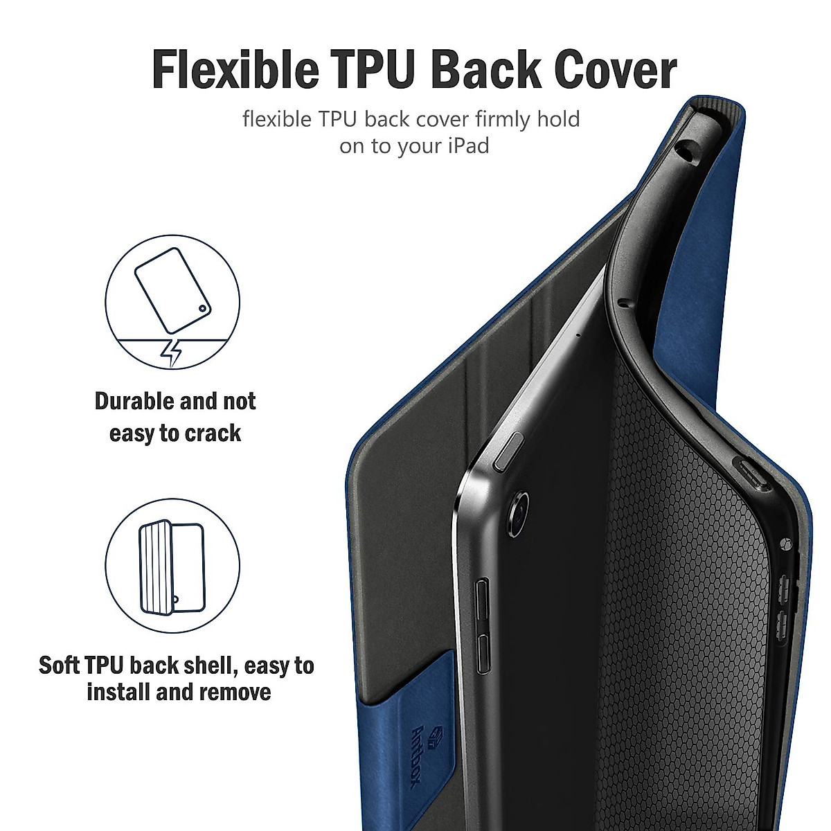 Antbox Case for iPad Mini 5 2019 (5th Generation 7.9 inch) / iPad Mini 4 with Built-in Apple Pencil Holder PU Leather Smart Cover with Auto Sleep/Wake Stand Function (Blue)