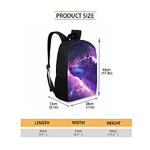 Upetstory 3 Pieces/Set Galaxy Wolf Backpack with Lunch Bag for Boys Girls Elementary Middle School Bags Set for Kids Bookbag with Pencil Case Travel Daypack