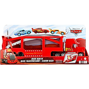 Mattel Disney and Pixar Cars Mack Hauler, 13-inch Toy Transporter Truck with Ramp & Carry Storage for 12 Vehicles