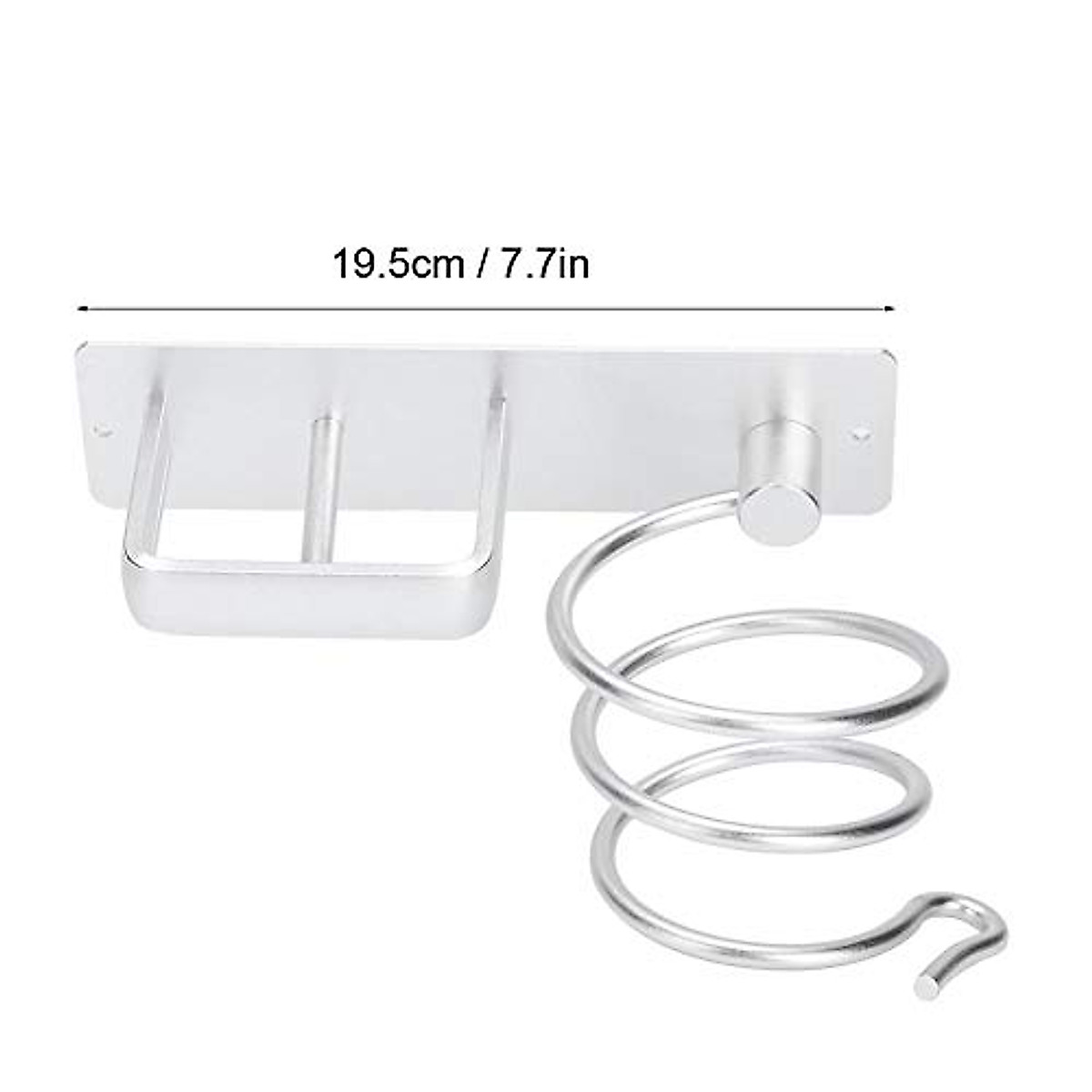 Mumusuki Aluminum Wall Mounted Punch Shelf Hair Dryer Storage Rack Organizer Holder Stand for Bathroom Silver