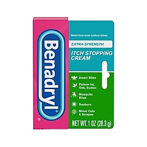 Benadryl Extra Strength Itch Stopping Anti-Itch Cream with Histamine Blocker, Diphenhydramine HCl Topical Analgesic & Zinc Acetate Skin Protectant for Relief from Most Outdoor Itches, 1 oz