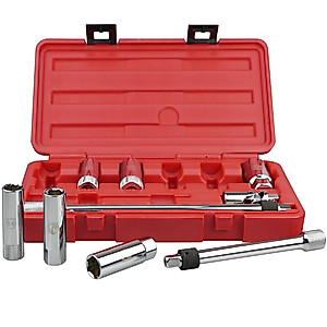 KAIFNT K201 Comprehensive Spark Plug Socket Set with Locking Extensions, 3/8-Inch Drive, 9-Piece