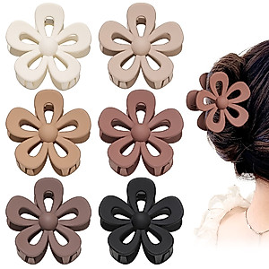 Flower Hair Claw Clip for Women Girls - Cute Matte Flower Non Slip Big Hair Clips for Thick Hair - Strong Hold