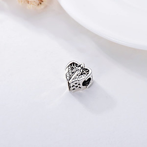 LONAGO Guardian Angel Wing Heart Photo Charm Personalized for Bracelet Custom Person Pet Cat Dog's Picture Bead Charm