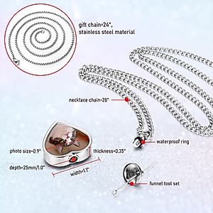 AllerPierce Personalized Photo Cremation Urn Necklace for Ashes Custom Picture Heart Locket Necklace Keepsake Cremation Jewelry Memorial Gift Ashes Necklaces for Women Men Pets