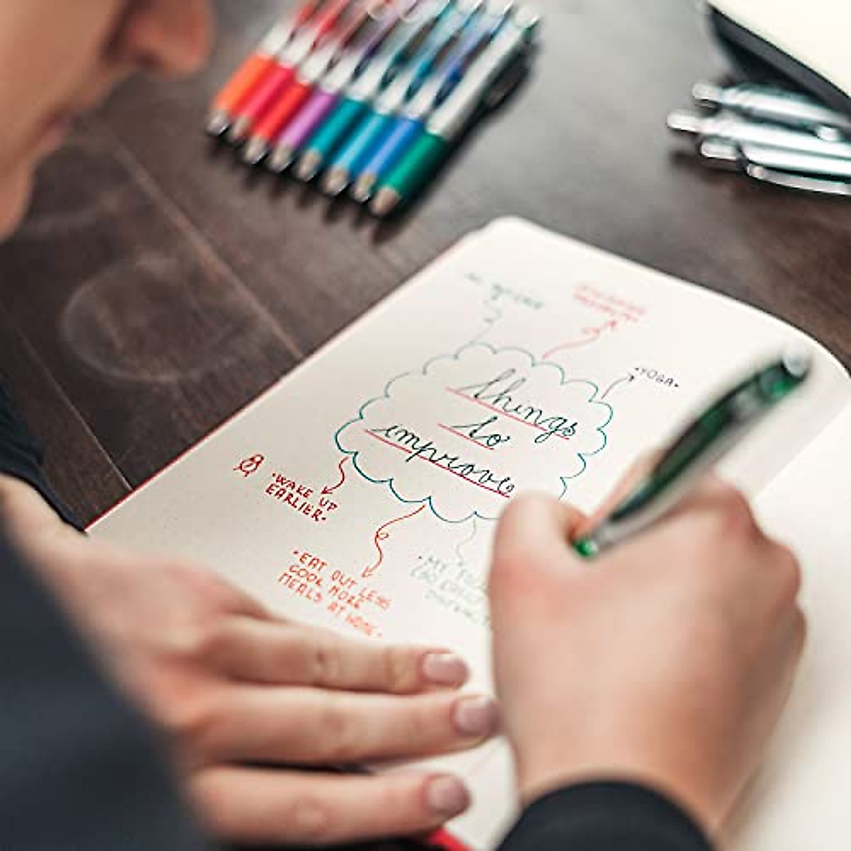 Pentel EnerGel Pearl Deluxe RTX Retractable Liquid Gel Pen, (0.7mm), Accent, Black Ink, Box of 12 (BL77PW-A)