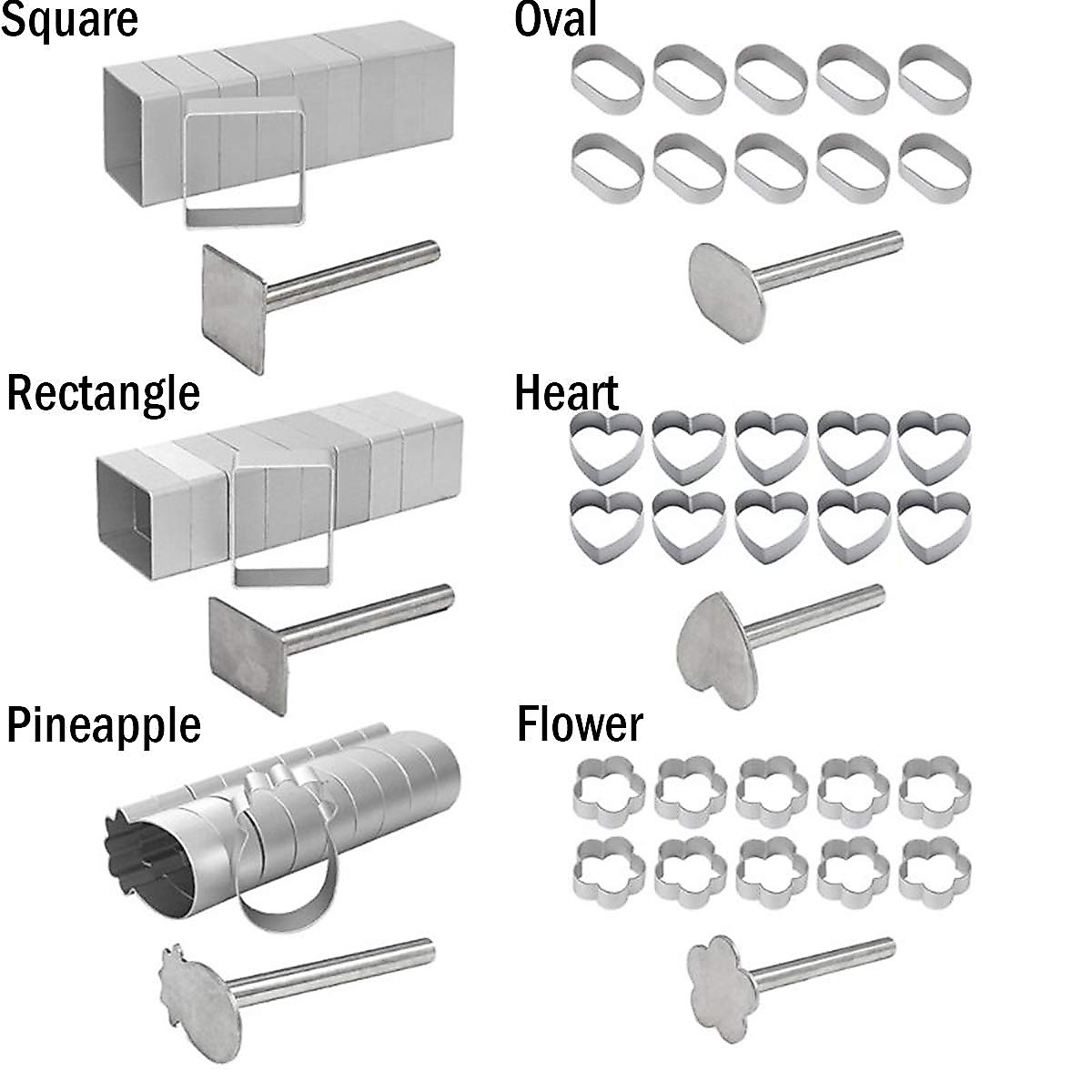10pcs/Set Rectangle/Ellipse/Pineapple Cake Pie Biscuit Cutter Mold Cutting Press Stamp Molds Stainless Steel Cake Mold Cookie Cutter(Rectangle)