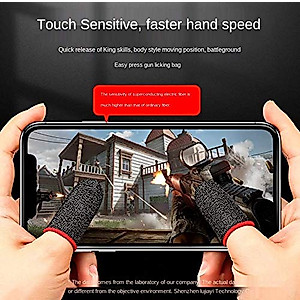 Mobile game finger cot 0.3mm silver fiber anti-sweat smooth touch screen finger protector suitable for PUBG/knife cut/rules of survival compatible with mobile phones and tablets thumb socks for gaming