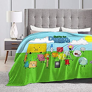 Bfdi-Battle for Dream-Island Plush Blanket Ultra-Soft Flannel Throw 3D Printing Fuzzy Blankets for Adults Kids (50"x40", Black)