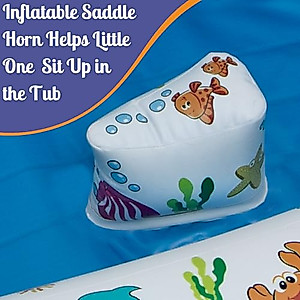 Mommy's Helper | Inflatable Under The Sea Baby Bathtub, Collapsible Safe Baby Bath Tub with Anti-Sliding Saddle Horn Seat, Must Have Travel Toddler Bath, Portable Bathtub Recommended Months 6 to 24
