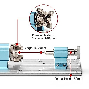 Genmitsu 4th Axis Rotary Module for 4040 and 3030 series CNC Machines with Planetary Geared Stepper Motor, 4 Jaw Chuck, Clamped Range 10-200mm