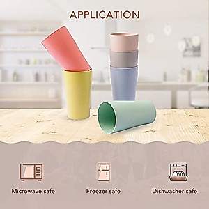 greenandlife 400ml/14oz Set 6 Multicolor Mug for Coffee, Tea, Water, Milk, Juice, Wheat Straw Cup, Unbreakable,Non-toxin, BPA free and Healthy for Kids Children Toddler & Adult