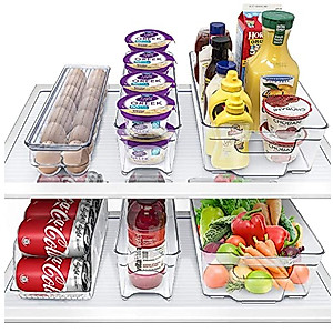 Sorbus Clear Fridge Organizer Bins - Refrigerator Organizer Bins for Home Essentials, Food, Toiletries, Makeup, Cleaning Supplies, Laundry Room, Pantry and Kitchen Organization and Storage (6 Pack)