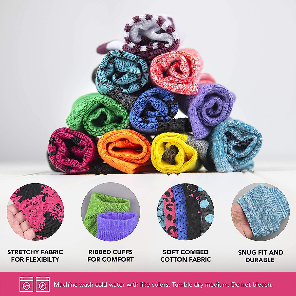 Debra Weitzner Womens Runner Ankle Socks - Low-Cut Colorful Socks (Size 9-11 and 10-13) 12 Pairs