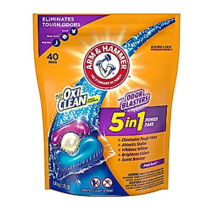 Arm & Hammer Plus OxiClean With Odor Blasters LAUNDRY DETERGENT 5-IN-1 Power Paks, 40CT (Packaging may vary)