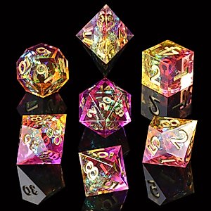 DND Dice Set 7Pcs Polyhedral Sharp Edges Dice for D&D Dungeons and Dragons RPG Player(Rose Citrine)…