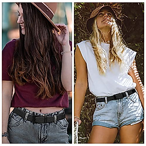 FAIRWIN Elastic Braided Stretch Mens Golf Casual Jeans Belts Woven 1 3/8" Nylon Work Belts for Men Pants Shorts