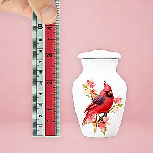 Lola Bella Gifts Cardinal Small Keepsake Memorial Cremation Urn and Red Feathered Soul Poem Card with Box Grief Sympathy Gift