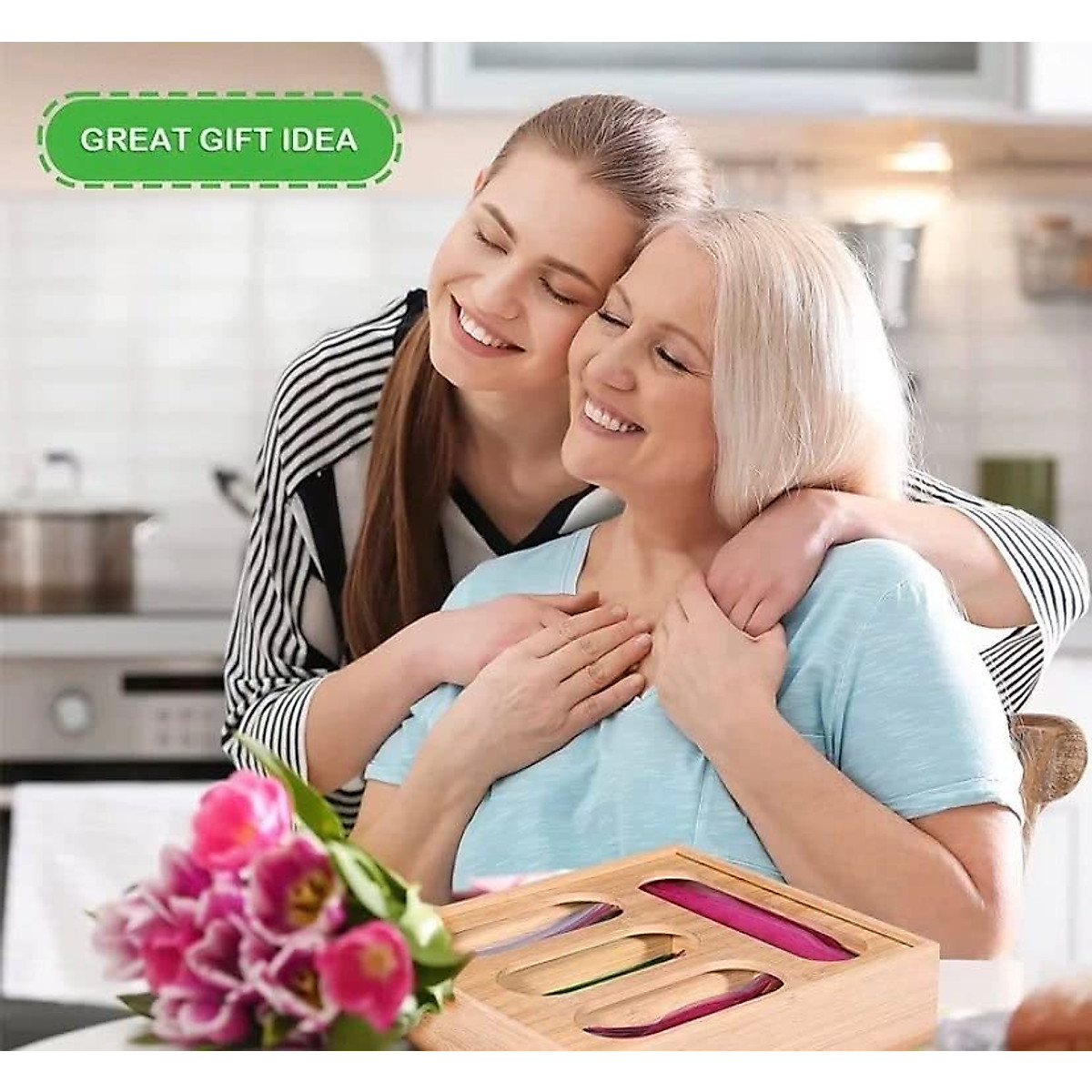 Bag Storage Organizer, Kitchen Drawer Organizer, Bag Storage, Gallon Quart Sandwich Snack Bag Holder, 12x12x3'' (VS1031406008)