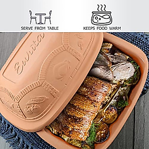 Eurita Clay Roaster, Non-Stick Dutch Oven, Healthy Clay Pot Cooking, With Free Recipe Guide, 3 Quarts