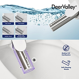 Bidet Seats, DeerValley DV-1S0018 Electronic Bidet Toilet Seat, Smart Toilet Seat with Sensor Seat Heating, Warm Air Dryer, Nightlight, Multiple Wash Methods, Self-Cleaning Nozzle, White