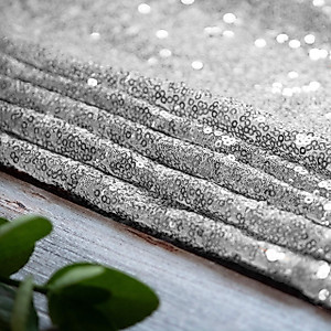 JYFLZQ Silver Sequin Backdrop Curtains 2ft x 8ft 2 Panel Glitter Photo Booth Backdrops Sparkly Photography Background Drapes for Parties Wedding Bridal Showers