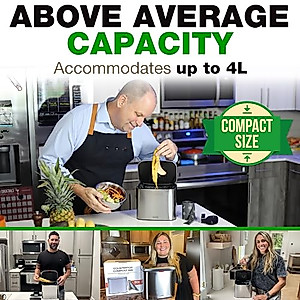 Eparé Kitchen Compost Bin Countertop - 4L/1 Gal Odorless Small Stainless Steel Composting Bin - Hanging Food & Waste Counter Top Trash Can - with 50 Compostable Trash Bags & Carbon Filter