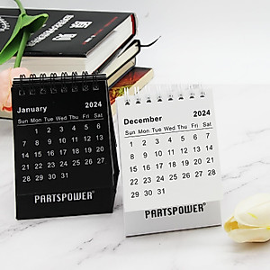 2024 Mini Desk Calendar Small Desk Calendar, 17 Months Runs from August 2023 to December 2024, 3x4.2 Inch Standing Flip Monthly Pages, 250gsm High Thickness Paper (Black)