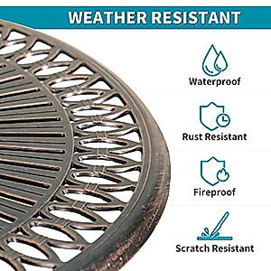 Verano Garden 3 Piece Outdoor Bistro Set Rust-Resistant Cast Aluminum Patio Bistro Set Antique Finish, Weather Resistant Patio Table and Chairs, Outdoor/Indoor Use, Bronze