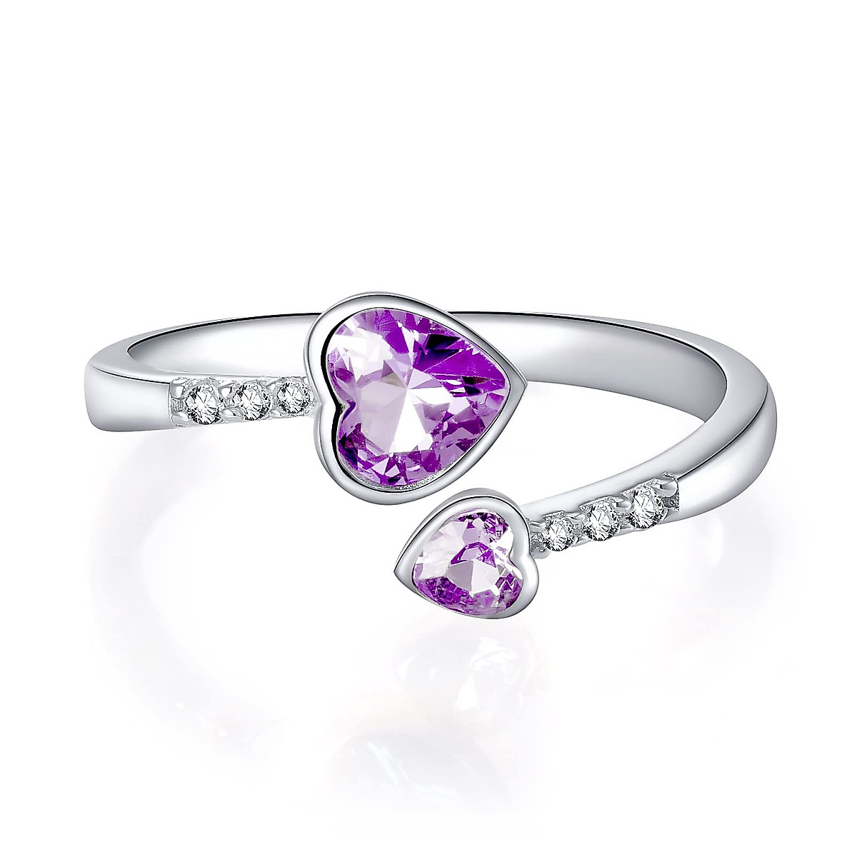 LANE WOODS June Birthstone Ring Dainty Adjustable Minimalist Rings for Women Best Friend (Light Purple)