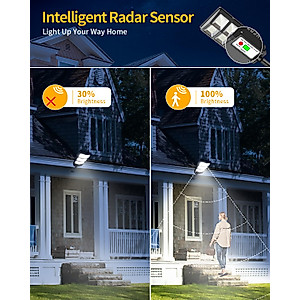 EOSRUJU Solar Street Lights Outdoor Waterproof, 30000LM 6500K Solar Parking Lot Lights, Dusk to Dawn Solar Lights with Motion Sensor & Remote, Wide Angle Solar Lights for Parking Lot, Yard, Patio