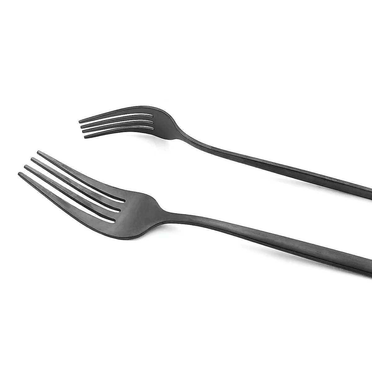 JANKNG Salad Dessert Forks Set of 6, Dessert Forks Set Table Forks Flatware 18/0 Stainless Steel Matte Polishing 7.48-Inch Silverware (Black, 6pcs)