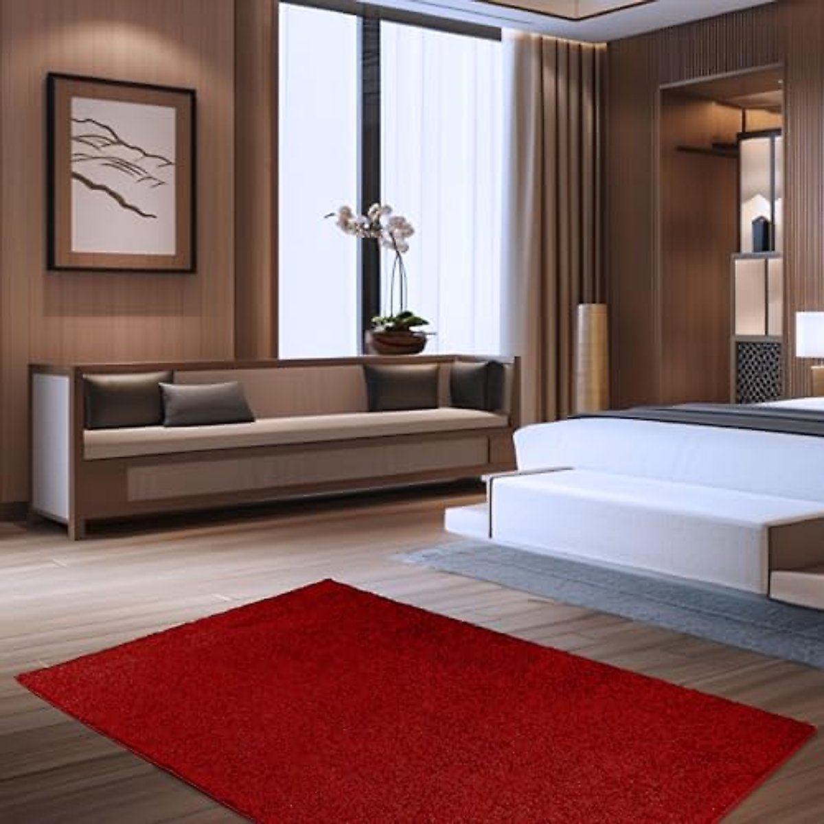 Bright House Solid Color Custom Size Runner Area Rugs Red - 2' x 3' Rectangle, Indoor, Stain Resistant, Perfect for Living Room, Bedroom, Dining Room, Entryway, Pet & Kids Friendly Rug, Wedding